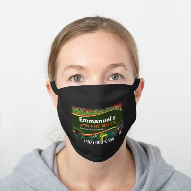 Lawn Care Landscaping Grass Cutting Black Cotton Face Mask | Zazzle