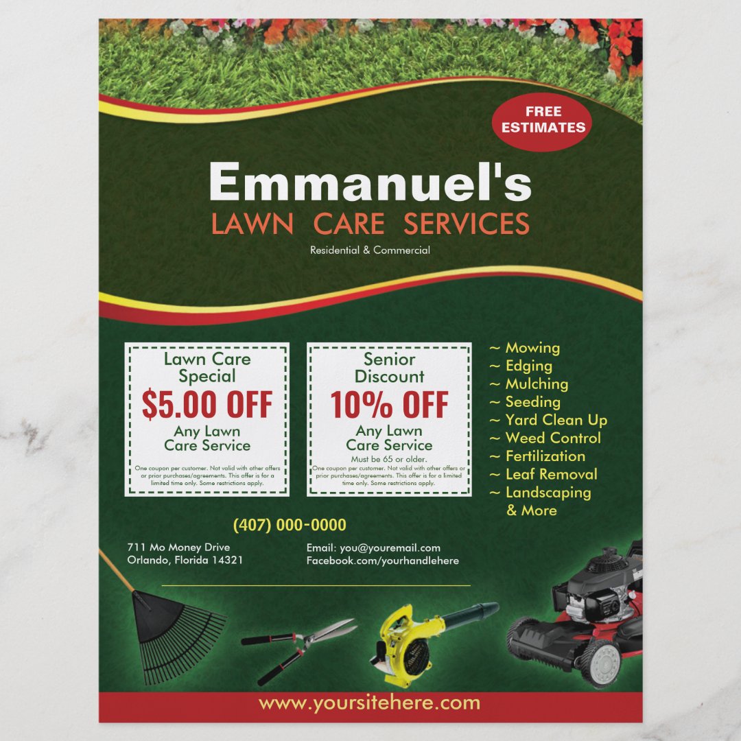 Lawn Care Landscaping Grass Cutting Flyer 8.5 x 11 | Zazzle
