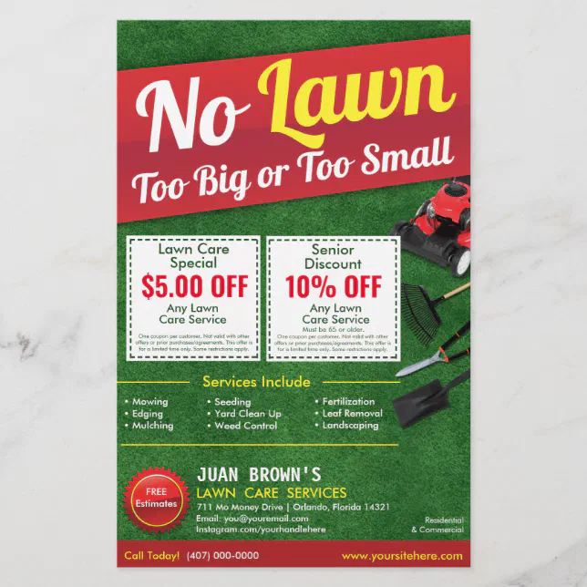 Lawn Care Landscaping Grass Cutting Template Flyer | Zazzle