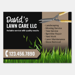 Lawn Care Landscaping Mowing Black & Beige Sign | Zazzle