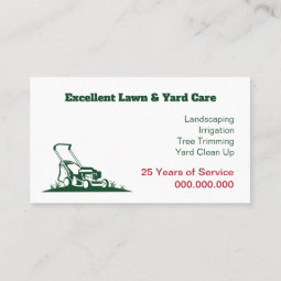 Lawn Care Landscaping Mowing Business Card | Zazzle