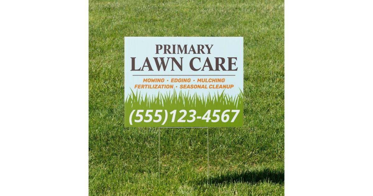 Lawn Care Landscaping Mowing Business Card Sign | Zazzle