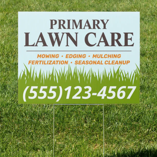 Lawn Care Landscaping Mowing Business Card Sign | Zazzle