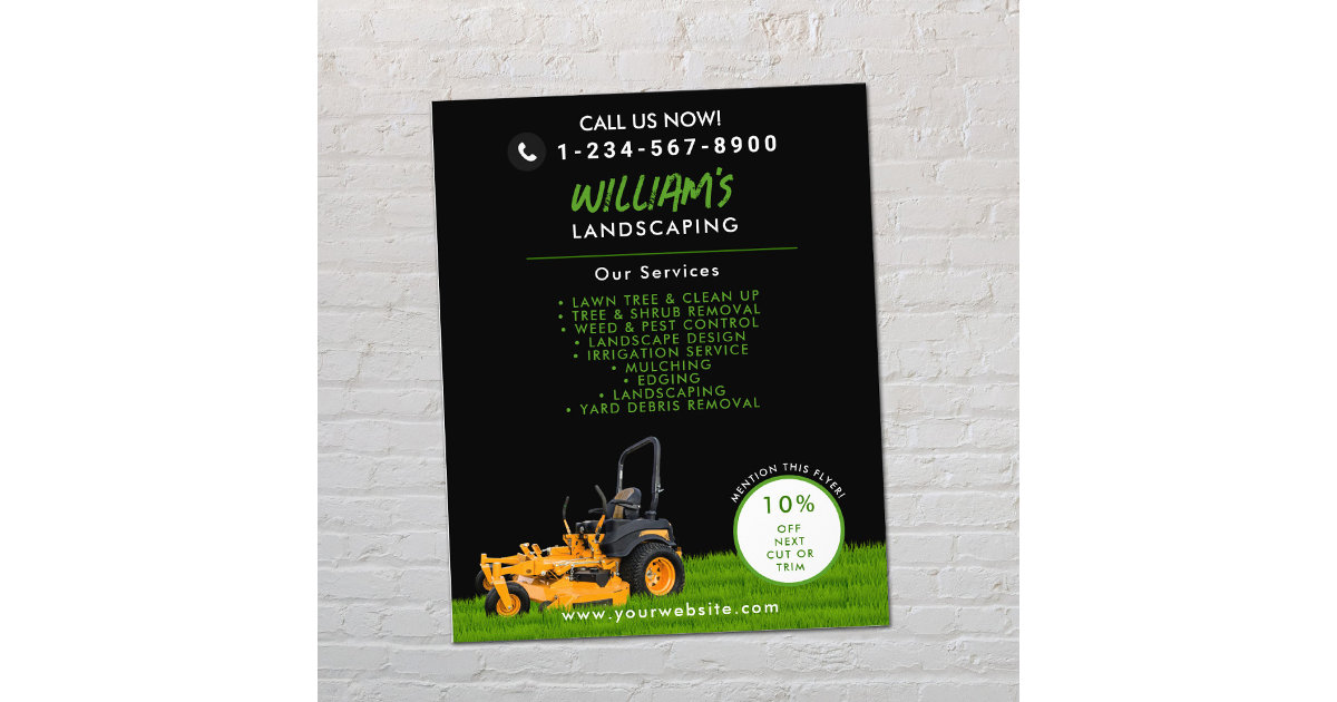 Lawn Care Landscaping Mowing Cutting Business Flyer | Zazzle