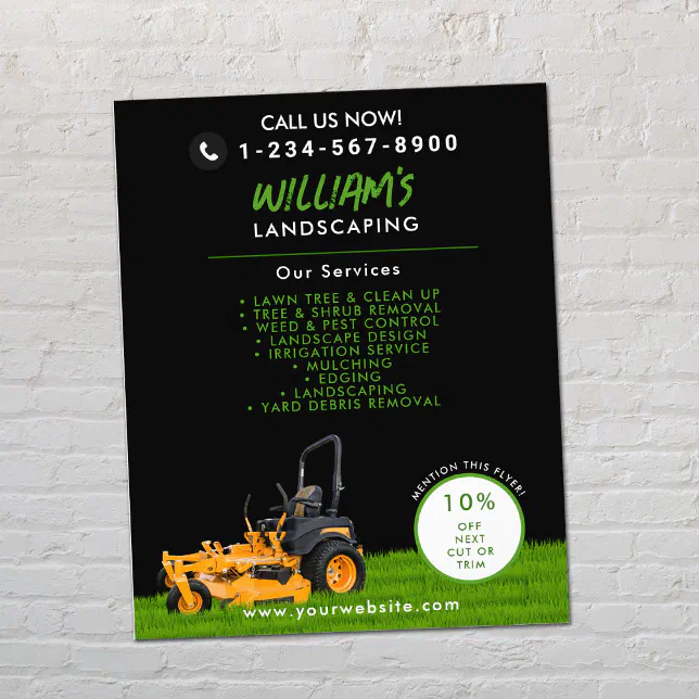 Lawn Care Landscaping Mowing Cutting Business Flyer | Zazzle