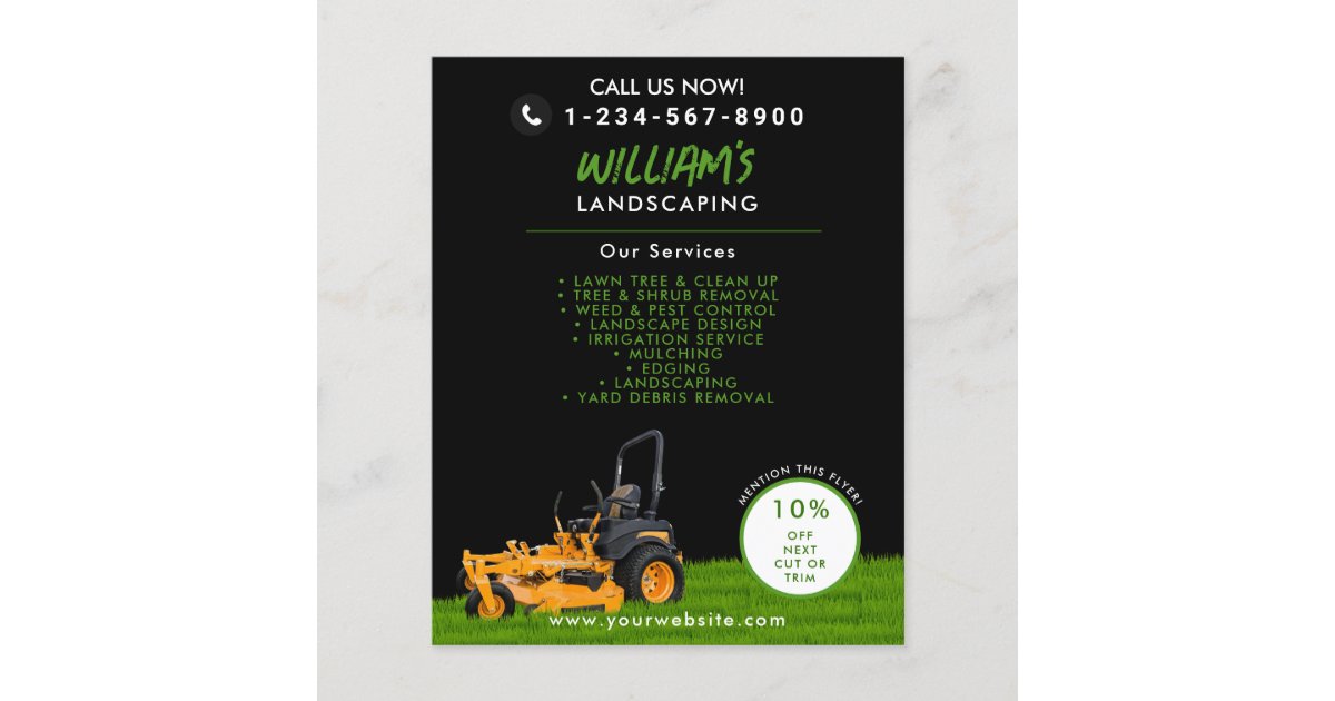 Lawn Care Landscaping Mowing Cutting Business Flyer | Zazzle