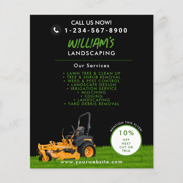 Lawn Care Landscaping Mowing Cutting Business Flyer | Zazzle