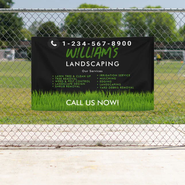 Lawn Care Landscaping Mowing Cutting Services Banner | Zazzle