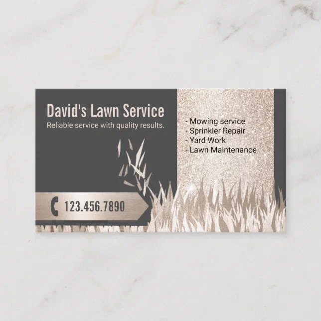 Lawn Care Landscaping Mowing Elegant Gold Business Card | Zazzle
