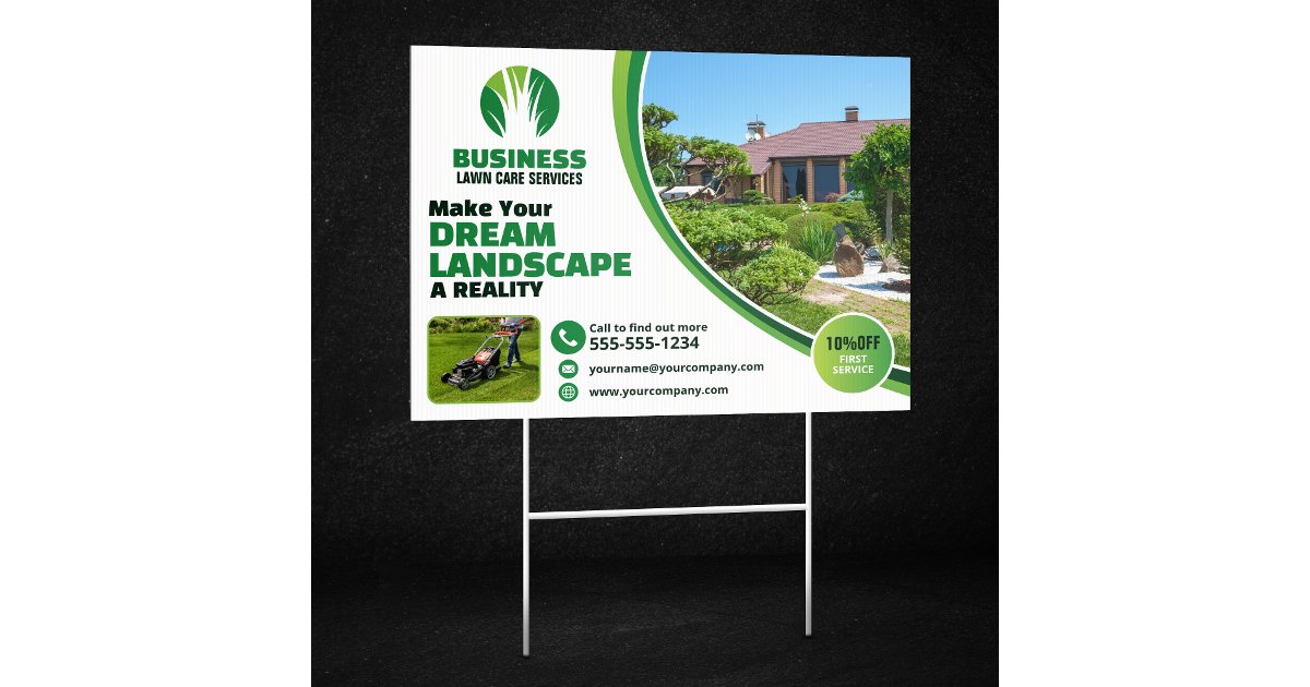 Lawn Care Landscaping Mowing Grass Tree Service Sign | Zazzle