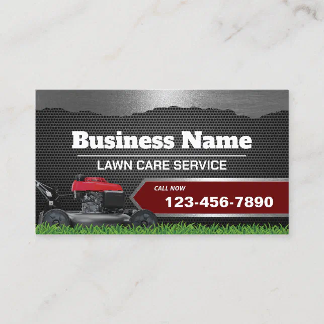 Lawn Care Landscaping Mowing Professional Metal Business Card | Zazzle
