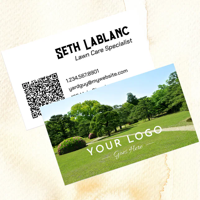 Lawn Care & Landscaping Photo QR Code Business Card | Zazzle