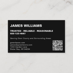 Lawn Care Landscaping QR Code Business Card | Zazzle