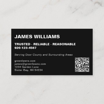 Lawn Care Landscaping QR Code Business Card | Zazzle