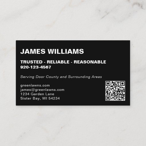 Lawn Care Landscaping QR Code Business Card | Zazzle