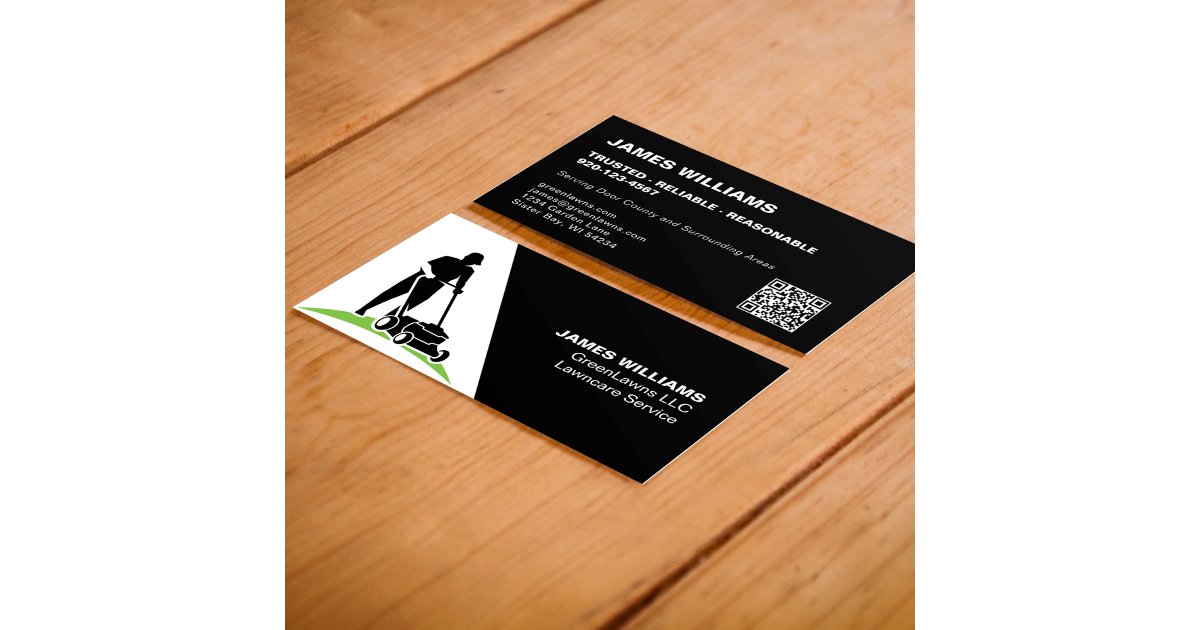 Lawn Care Landscaping QR Code Business Card | Zazzle