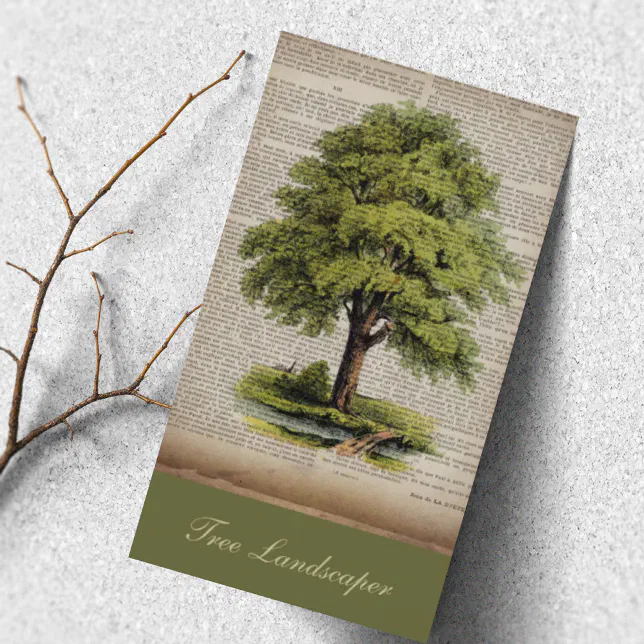Lawn Care Landscaping Vintage Oak Tree Business Card | Zazzle