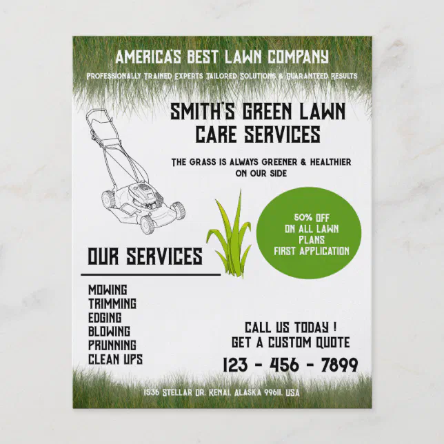 Lawn Care lawn mowing landscaping Grass Cutting Flyer | Zazzle