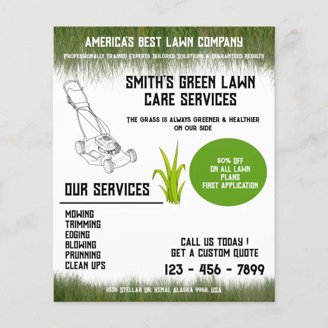 Lawn Care lawn mowing landscaping Grass Cutting Flyer | Zazzle