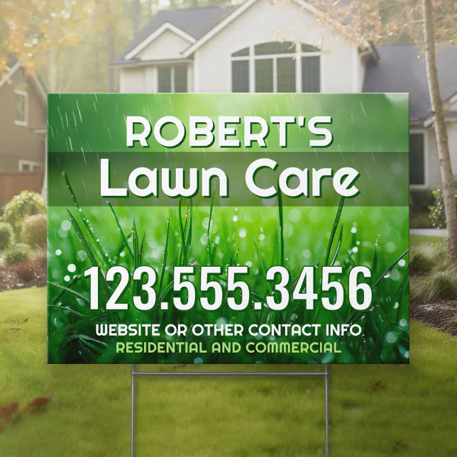 Lawn Care Service - Phone Number and Pic of Grass Sign | Zazzle
