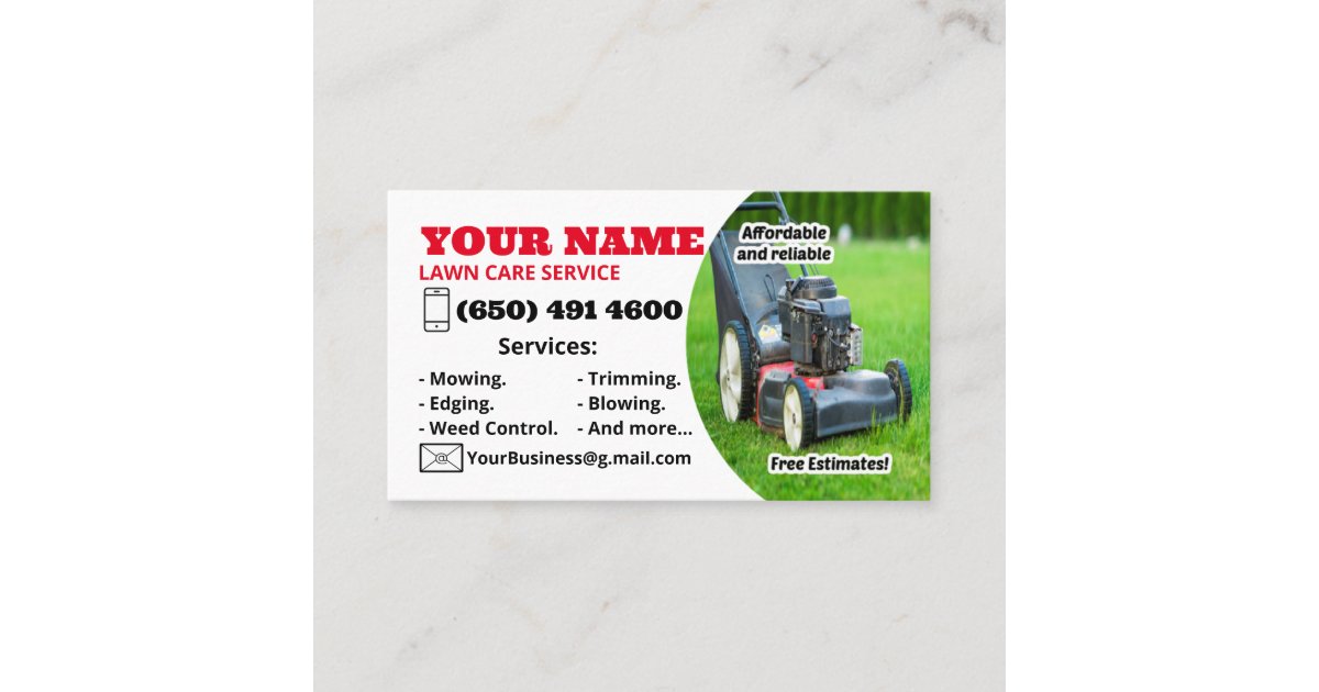 Lawn Care Services Business card Mowing business | Zazzle