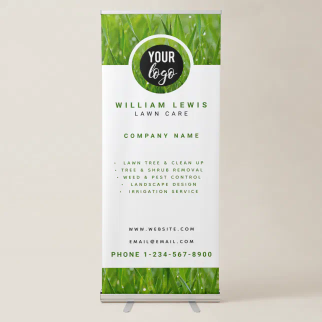 Lawn Care Simple Business Logo Landscaping Retractable Banner | Zazzle