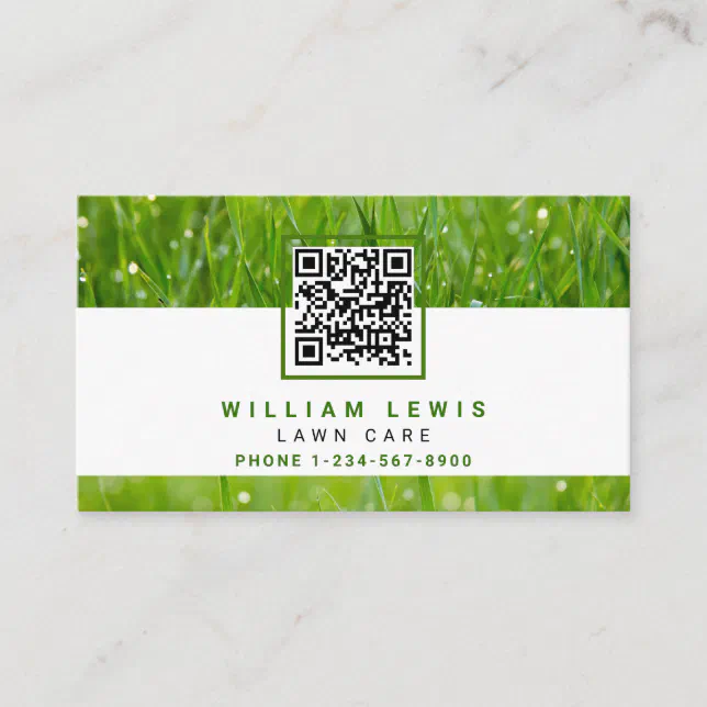 Lawn Care Simple Business QR Code Landscaping Business Card | Zazzle