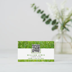 Lawn Care Simple Business QR Code Landscaping Business Card | Zazzle
