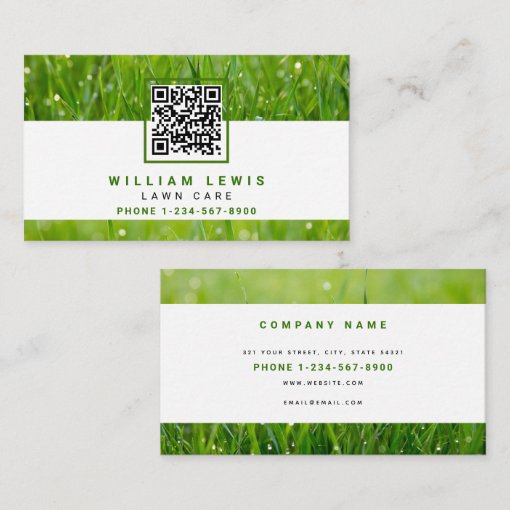 Lawn Care Simple Business QR Code Landscaping Business Card | Zazzle
