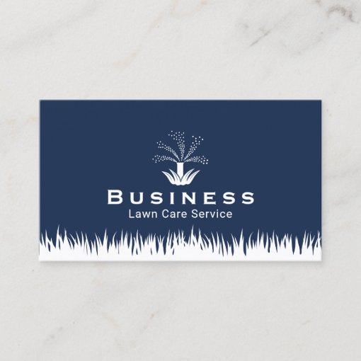 Lawn Care Sprinkler Logo Navy Blue Landscaping Business Card | Zazzle