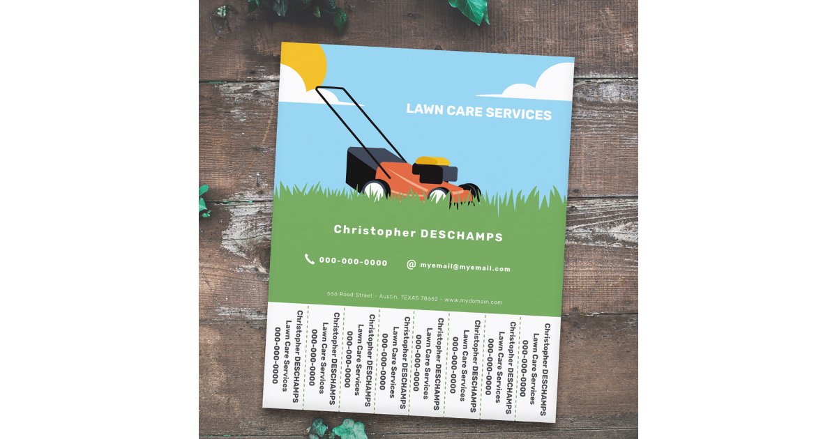 Lawn Care Tear Off Strips Flyer | Zazzle