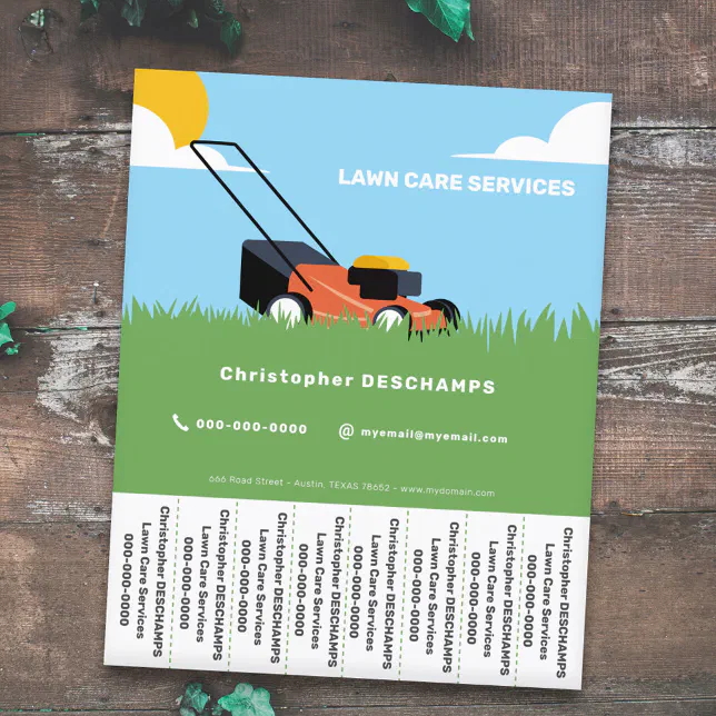 Lawn Care Tear Off Strips Flyer | Zazzle
