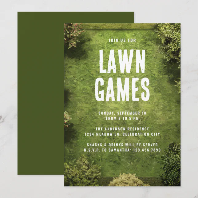 Lawn Games Backyard Outdoor Garden Family Party Invitation | Zazzle