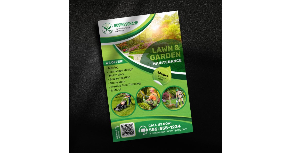 Lawn & Garden Maintenance Trimming Landscaping Mow Flyer | Zazzle