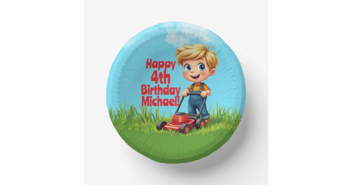 Lawn Mower Birthday Paper Plates Bowl | Zazzle