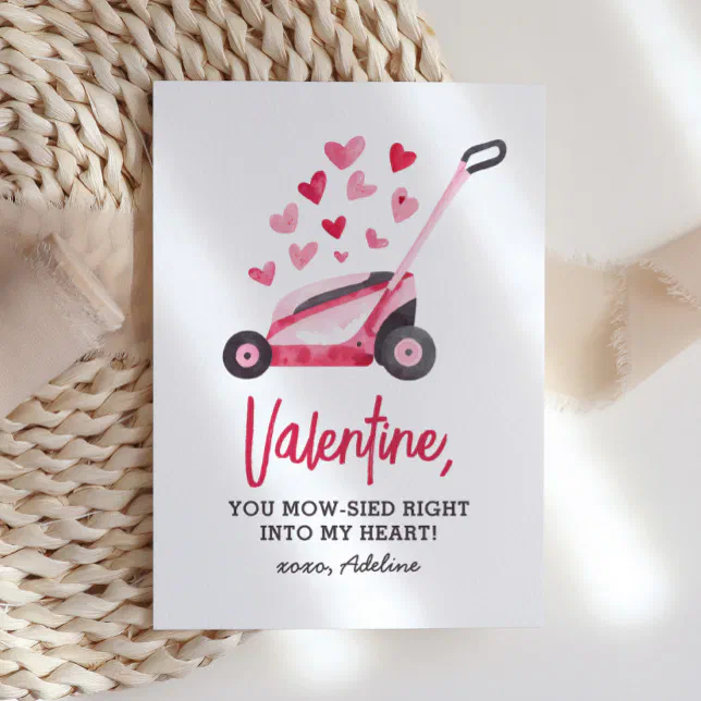 Lawn Mower Kids Valentines Day Note Card | Zazzle