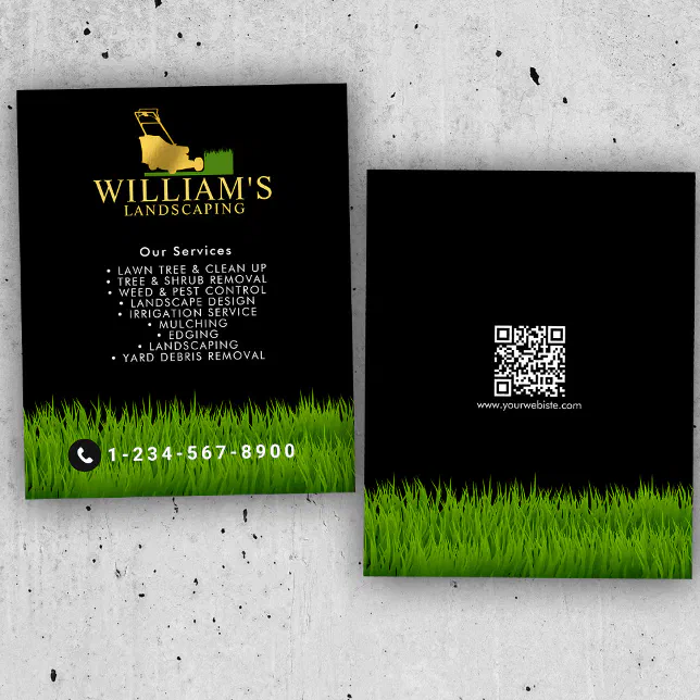 Lawn Mowing Cutting Services, Lawn Care Gold Logo Flyer | Zazzle