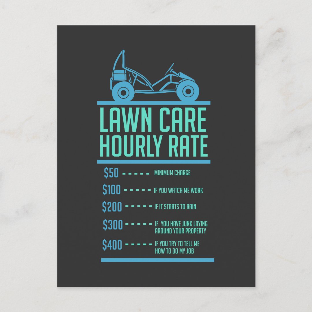 Lawn Mowing - Lawn Care Hourly Rate Postcard | Zazzle