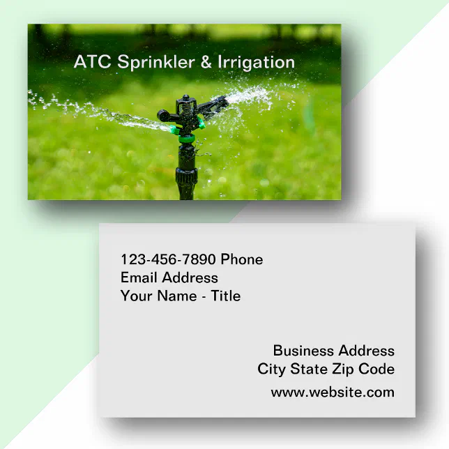 Lawn Sprinkler And Irrigation Services Business Card | Zazzle