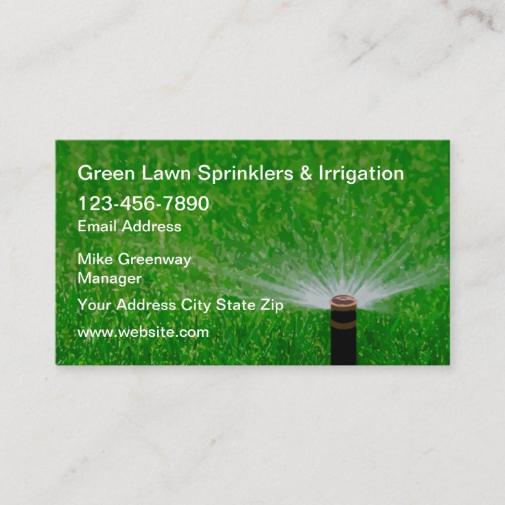 Lawn Sprinkler And Irrigation Services Business Card | Zazzle