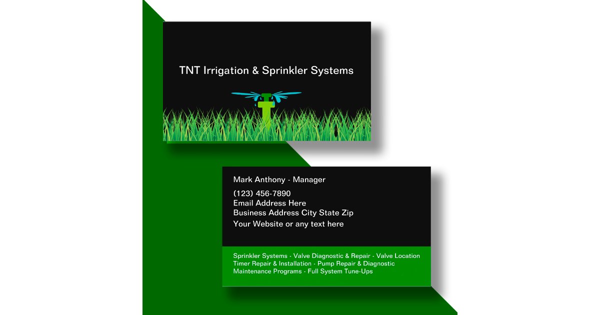 Lawn Sprinkler Systems And Irrigation Business Card | Zazzle