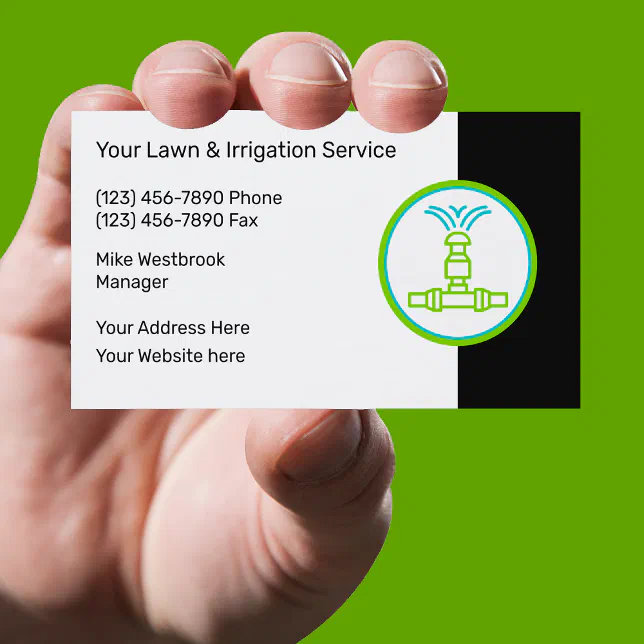Lawn Sprinklers And Irrigation Services Business Card | Zazzle