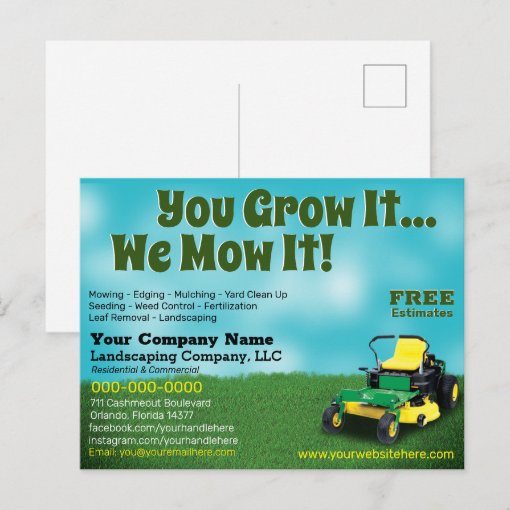 Lawncare Landscaping Grass Cutting Flyer Postcard | Zazzle