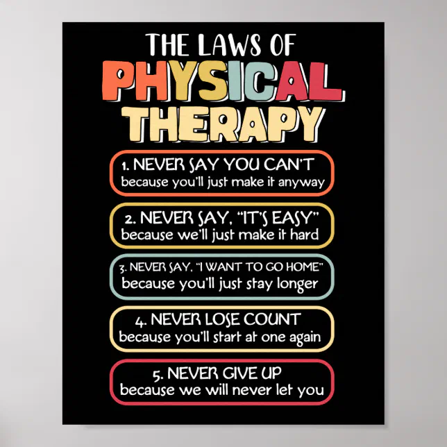 Laws Of Physical Therapy Motivational Goals Poster | Zazzle