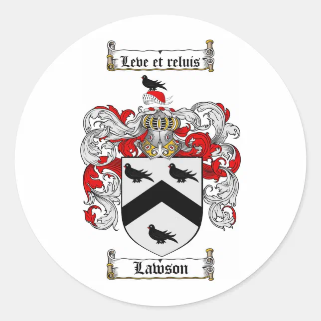 LAWSON FAMILY CREST - LAWSON COAT OF ARMS CLASSIC ROUND STICKER | Zazzle