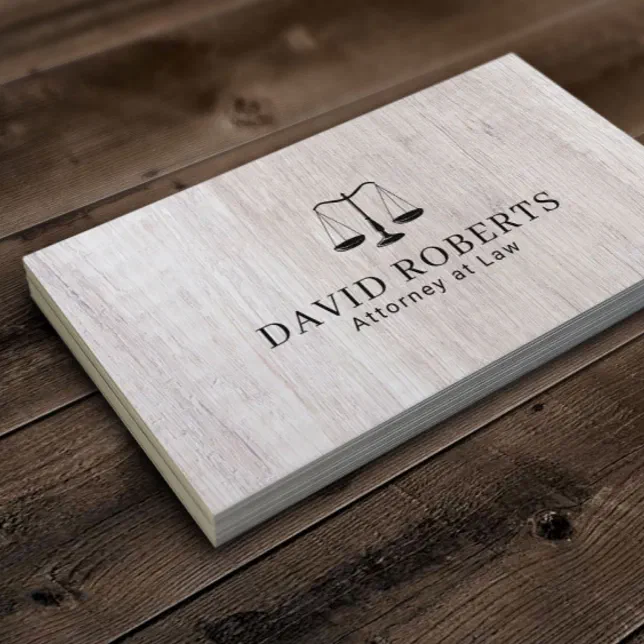 Lawyer Attorney at Law Classy White Wood Business Card | Zazzle