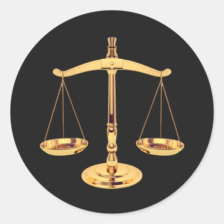 Lawyer Attorney at Law Gold Scale of Justice Classic Round Sticker | Zazzle