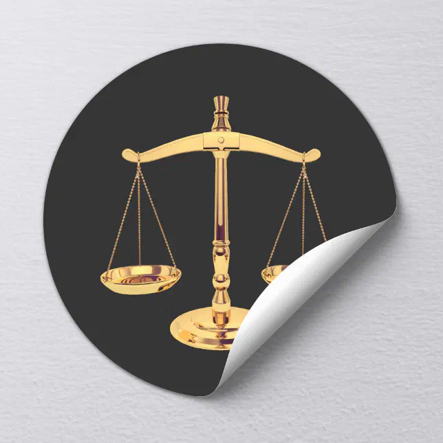 Lawyer Attorney at Law Gold Scale of Justice Classic Round Sticker | Zazzle
