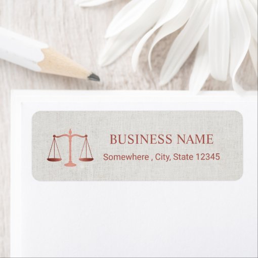 Lawyer Attorney Foil Rose Gold Elegant Linen Label | Zazzle