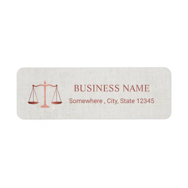 Lawyer Attorney Foil Rose Gold Elegant Linen Label | Zazzle